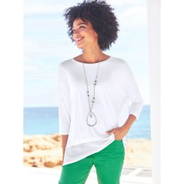 Oversize-Shirt Heine "Oversized Shirt", Damen, Gr. 34, wei&szlig;, 95% Viskose, 5% Elasthan, Chiffon:100% Polyester, unifarben, Rundhals, Shirts