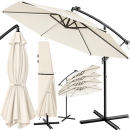 Kingsleeve LED Solar Ampelschirm Mali Creme &Oslash;350cm UV-Schutz 80+ H&uuml;lle