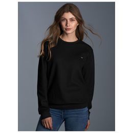 Sweatshirt TRIGEMA "TRIGEMA Sweatshirt in Waffeloptik", Damen, Gr. L, schwarz, Piqu&eacute;, 100% Baumwolle, Rundhals, Sweatshirts Sweatshirt