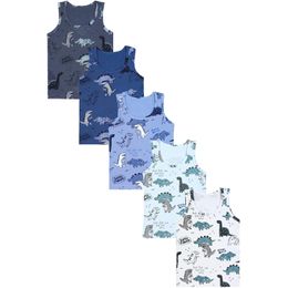 Unterhemd TUPTAM "Unterhemd Kinder Jungen Unterhemd &Auml;rmellos 5er Pack", M&auml;dchen, Gr. 104, N-Gr, beige (5er pack dino blau beige grau), Obermaterial: 95% Baumwolle CO. 5% Elasthan EL., Unterhemden Unterhemd