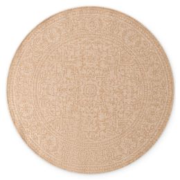 NYVI Teppich Duet - Wetterfest UV-best&auml;ndig F&uuml;r Innen und Au&szlig;en Gr&ouml;&szlig;e:&Oslash; 160 cm;Farbe:Jute Wei&szlig; Kona
