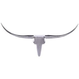 FineBuy Bull Geweih L Wanddekoration 125 cm breit Aluminium silber Wandgeweih