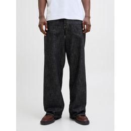 Jack & Jones Relax-fit-Jeans JACK & JONES "JJIDAVE JJCLASSIC JOS 363 LN", Herren, Gr. 34, L&auml;nge 32, blau (schwarz denim), Denim/Jeans, Obermaterial: 100% Baumwolle, Abriebeffekte, weit kn&ouml;chellang, Jeans