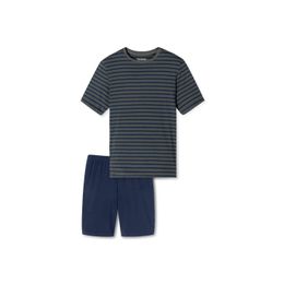 Schlafanzug Schiesser "Pyjama Casual Essentials", Herren, Gr. XXL, grau (anthrazit), Obermaterial: 100% Baumwolle CO., Homewear-Sets Schlafanzug