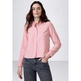 Kurzjacke STREET ONE STUDIO, Damen, Gr. 38, pink washed, Web, 55% Lyocell, 45% Baumwolle, unifarben, normal normal, V-Ausschnitt, B&uuml;ndchen, Jacken Kurzjacke, mit Knopfleiste