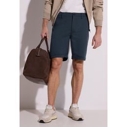 Shorts Street One MEN, Herren, Gr. 31, schwarz ink blau, Stoff, 74% Polyester, 21% Viskose, 5% Elasthan, unifarben, regular fit kurz, Hosen Shorts, mit Elastikbund