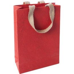 Sigel Geschenkt&uuml;te Red Coco, Gr&ouml;&szlig;e S, mit Bodeneinlage und breiten Jutegriffen, L 80 x B 190 x H 280 mm, Jutefaserpapier, rot, 5 St&uuml;ck
