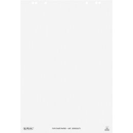 Herlitz Flipchartblock, blanko, 6-fach Lochung, perforiert, B 650 x H 980 mm, Papier, wei&szlig;, 5 St&uuml;ck mit jeweils 20 Blatt