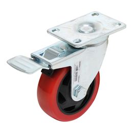 BGS Do it yourself Lenkrolle mit Bremse 80664, rot/schwarz, &Oslash; 100 mm)
