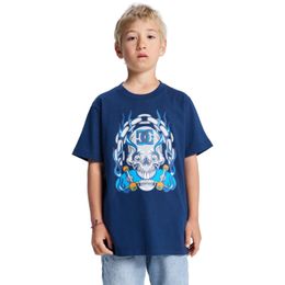 T-Shirt DC Shoes "Burning Skull", Jungen, Gr. 16(165-172cm), estate blau, Obermaterial: 75% Baumwolle, 25% Baumwolle., Shirts T-Shirt