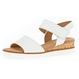 Sandalette Gabor "GENUA", Damen, Gr. 36, wei&szlig;, Leder, Schuhe Sandalette, Sommerschuh, Sandale, Keilabsatz, mit Klettverschluss, Weite G, Topseller