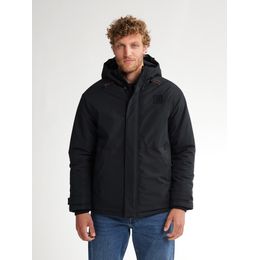 Funktionsparka PETROL INDUSTRIES, Herren, Gr. L, schwarz (deep schwarz), Web, Obermaterial: 100% Polyester, unifarben, regular fit normal, elastischer Bund, Jacken, mit Logo Stickerei