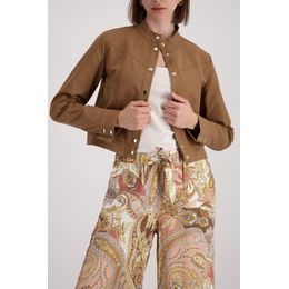 Blouson monari "Jacke Trench", Damen, Gr. 36, braun, Web, Obermaterial: 100% Polyester. Futter: 100% Polyester, unifarben, regular fit taillenbedeckt, Rundhals, eingesetzt angesetztes B&uuml;ndchen, Jacken Blouson, Regular fit mit Stehkragen