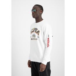 Sweater Alpha Industries "College Camo Sweatshirt", Herren, Gr. S, wei&szlig;, Obermaterial: 80% Baumwolle, 20% Polyester, regular fit, Sweatshirts Sweater