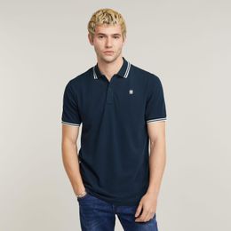 G-Star Raw Poloshirt G-STAR "Poloshirt Dunda slim stripe", Herren, Gr. L, blau (sartho blau), Piqu&eacute;, Obermaterial: 95% Baumwolle, 5% Elasthan, slim fit normal, Shirts, in Kurzarm-Form