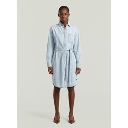 G-Star Raw Bodykleid G-STAR "Shirt Dress Belt", Damen, Gr. L, Normalgr&ouml;&szlig;en, blau (sun faded blau mist), Obermaterial: 100% Baumwolle, Kleider