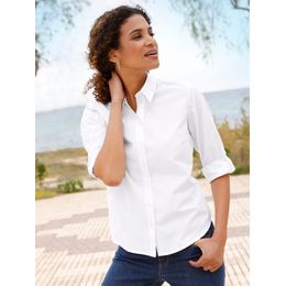 Hemdbluse Casual Looks, Damen, Gr. 36, beige (ecru), 50% Baumwolle, 50% Polyester, unifarben, Blusen Hemdbluse