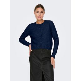 Jacqueline de Yong Strickjacke JDY "JDYCHLOE LIFE L/S CARDIGAN KNT NOOS", Damen, Gr. L, blau (night sky detail:melange), Strick, Obermaterial: 52% Polyester, 36% Polyacryl, 10% Wolle, 2% Elasthan, meliert, unifarben, taillenbedeckt, Rundhals, Strickb&uuml;ndchen, Strickjacken Strickjacke, Materialmix