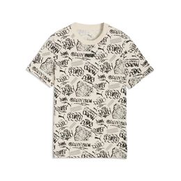 T-Shirt Puma "MID 90s Bedrucktes T-Shirt Jungen", Jungen, Gr. 128, alpine snow wei&szlig;, Obermaterial: 100% Baumwolle. Rippe: 71% Baumwolle, 29% Polyester, mehrfarbig, regular fit, Rundhals, Shirts T-Shirt