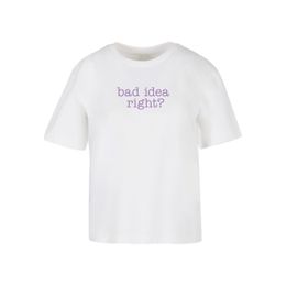 T-Shirt MISS TEE "Miss Tee Bad Idea Tee", Damen, Gr. M, wei&szlig;, 100% Baumwolle, bedruckt, oversize, Rundhals, Shirts T-Shirt