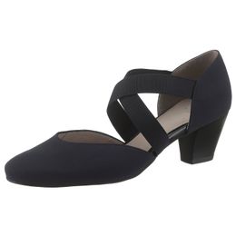 Spangenpumps Ara "TOULOUSE", Damen, Gr. 3,5 (36,5), blau (dunkelblau), Textil, unifarben, Schuhe Spangenpumps, Abendschuh, Festtagsschuh, Trichterabsatzmit elastischen Riemchen