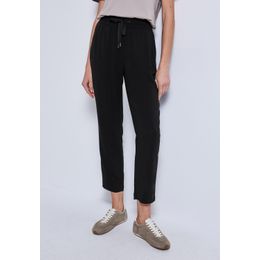 Stoffhose Street One, Damen, Gr. 34, L&auml;nge 28, schwarz, Stoff, 100% Viskose, unifarben, loose fit kn&ouml;chelfrei, Hosen Stoffhose, mit seitlichen Einschubtaschen