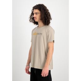 T-Shirt Alpha Industries "Alpha Label T-Shirt PP", Herren, Gr. M, beige (vintage sand), Obermaterial: 100% Baumwolle, Shirts T-Shirt
