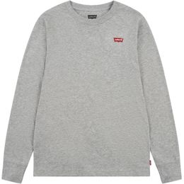 Langarmshirt LEVI'S KIDS "LVB LS GRAPHIC TEE SHIRT", Jungen, Gr. 5 (110), grau (grau heather), Single Jersey, Obermaterial: 60% Baumwolle, 40% Polyester, unifarben, regular fit normal, Rundhals, gerader Abschluss, Shirts Langarmshirt, mit Logo Stickerei for BOYS