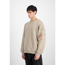 Sweater Alpha Industries "Alpha Essentials RL Sweatshirt", Herren, Gr. S, beige (vintage sand), Obermaterial: 70% Baumwolle, 30% Polyester, normal, Sweatshirts Sweater