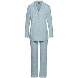 Umstandspyjama Vivance Dreams, Damen, Gr. 40/42, blau (hellblau, gemustert), Single Jersey, Obermaterial: 95% Viskose, 5% Elasthan, gemustert, bequem lang, V-Ausschnitt, eingesetzt Manschette, Homewear-Sets, mit sch&ouml;nem Allover-Print