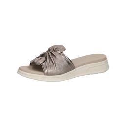 Pantolette Caprice "Caprice Pantoletten Leder", Damen, Gr. 37, silber (braun, gold), Leder, Schuhe Pantolette