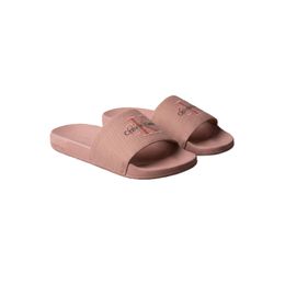 Badepantolette Calvin Klein "ESS SLIDE CV WN", Damen, Gr. 37, ros&eacute;, Textil, unifarben, Basic, Schuhe, Strandschuh, Flat mit CK-Stickerei