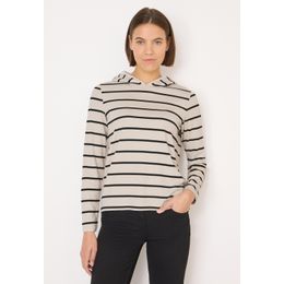 Kapuzenshirt Cecil, Damen, Gr. L (42), beige (light greige), Stoff, 80% Viskose, 16% Polyester, 4% Elasthan, gestreift, comfort fit normal, ohne Ausschnitt, abgesteppt, Shirts Kapuzenshirt, aus softem Materialmix