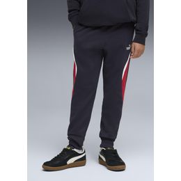 Trainingshose Puma "ESS BLOCK SWEATPANTS TR B", M&auml;dchen, Gr. 140, N-Gr, new navy, rot, Sweatware, Obermaterial: 68% Baumwolle, 32% Polyester, regular fit normal, Hosen Trainingshose, aus Baumwollmischung, Regular Fit, sportlicher Stil