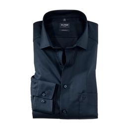 Businesshemd OLYMP "Luxor modern fit", Herren, Gr. 37, N-Gr, blau (nachtblau), Web, Obermaterial: 100% Baumwolle, Hemden