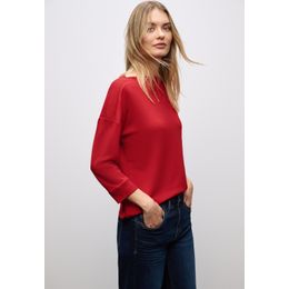 3/4-Arm-Shirt Street One, Damen, Gr. 46, racing rot, Stoff, 48% Viskose, 48% Polyester, 4% Elasthan, unifarben, normal normal, U-Boot-Ausschnitt, elastischer Bund, Shirts 3/4-Arm-Shirt, im Shirt-Style