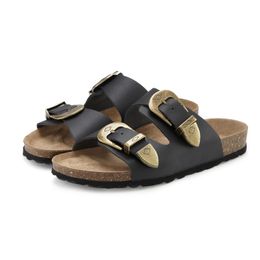 Pantolette French Connection "Mule, Sandale, offener Schuh, Sommerschuhe, Sandale, Lederpantolette", Damen, Gr. 36, schwarz, Obermaterial: 100% Rindsleder. Decksohle: 100% Rindsleder. Laufsohle: 100% Synthetik, unifarben, Schuhe Pantolette, NEU aus hochwertigem Leder mit weichem Korkfu&szlig;bett