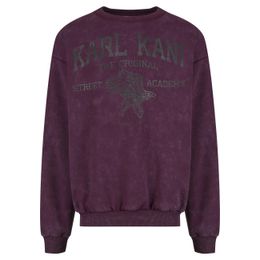 Rundhalspullover Karl Kani "Karl Kani Karl Kani Kani Street Academy Washed OS Crew", Herren, Gr. L, lila, 100% Baumwolle, mehrfarbig, oversize, Rundhals, Pullover Rundhalspullover