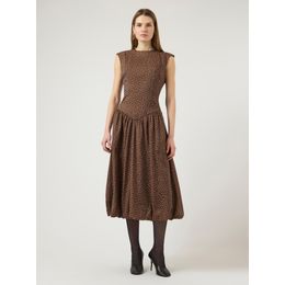 Sommerkleid Y.A.S "YASKRISSI SL BUBBLE HEM LONG DRESS NOOS", Damen, Gr. 44, N-Gr, pinecone aop:pristine dot, Web, Obermaterial: 66% Polyester, 34% Lyocell, bedruckt, Midi, Rundhals, Kleider Sommerkleid
