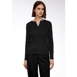 Rundhalsshirt STREET ONE STUDIO, Damen, Gr. 34, schwarz, Web, 95% Baumwolle, 5% Elasthan, unifarben, normal normal, Rundhals, abgesteppt, Shirts Rundhalsshirt, im soften Baumwoll-Mix