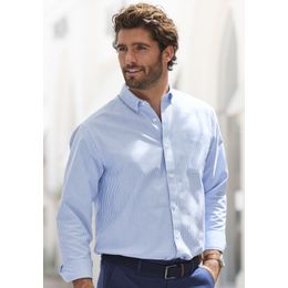 H.I.S. Langarmhemd H.I.S "Regular-fit", Herren, Gr. L (41/42), N-Gr, blau (blau, wei&szlig;), Web, Obermaterial: 100% Baumwolle, gestreift, regular fit, Rundhals, Manschette, Hemden, Oxfordhemd langarm mit Button-down-Kragen aus reiner Baumwolle