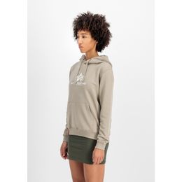 Hoodie Alpha Industries "New Basic Hoodie BL W", Damen, Gr. S, beige (vintage sand), Obermaterial: 80% Baumwolle, 20% Polyester, regular fit, Sweatshirts Hoodie