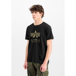 T-Shirt Alpha Industries "Camo Puff Print T-Shirt", Herren, Gr. L, schwarz, Obermaterial: 100% Baumwolle, Shirts T-Shirt