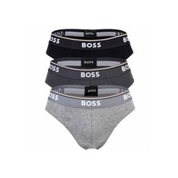 Slip BOSS "Slip Briefs 3P Power 3er Pack", Herren, Gr. L, grau, Obermaterial: 95% Baumwolle CO. 5% Elasthan EL., Unterhosen Slip