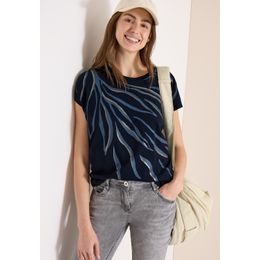 Print-Shirt Cecil, Damen, Gr. M (40), blau (universal blau), Web, 100% Baumwolle, bedruckt, comfort fit normal, Rundhals, abgesteppt, Shirts, mit Flammgarn