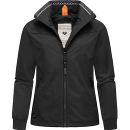 Outdoorjacke Ragwear "Apola", Damen, Gr. L (40), schwarz, Au&szlig;enmaterial: 100% Polyester. Innenfutter: 100% Polyester, gerade h&uuml;ftbedeckend, hoch geschlossener Ausschnitt, &Auml;rmel ohne &Auml;rmelschlitz Rippstrickb&uuml;ndchen, Jacken Outdoorjacke, Wasserdichte Damen &Uuml;bergangsjacke mit hohem Kragen