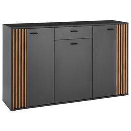 Xora Sideboard Dublin, Anthrazit, Eiche, Kunststoff, 5 F&auml;cher, 1 Schublade(n) Schubladen, 139x86x38 cm, Typenauswahl, Wohnzimmer, Kommoden & Sideboards, Sideboards