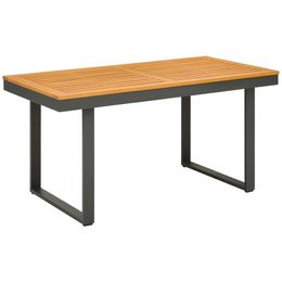 Amatio Basic Gartentisch, Anthrazit, Natur, Holz, Metall, Akazie, massiv, rechteckig, U-Form, 140x68x70 cm, Fsc, Gartenm&ouml;bel, Gartentische, Gartentische
