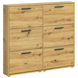 CARRYHOME Schuhkipper, Eiche Artisan, Kunststoff, 116x103x17 cm, Typenauswahl, stehend, Garderobe, Schuhaufbewahrung, Schuhkipper