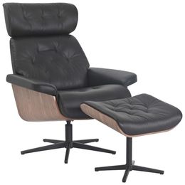 Xora Relaxsesselset, Braun, Schwarz, Metall, Kombination Echtleder/Lederlook, B&uuml;ffelleder, Birke, Schichtholz, 82x85-117x102 cm, Relaxfunktion, Wohnzimmer, Sessel, Relaxsessel